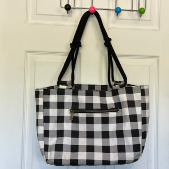 Bags | Buffalo Check Black And White Tote Bag | Poshmark